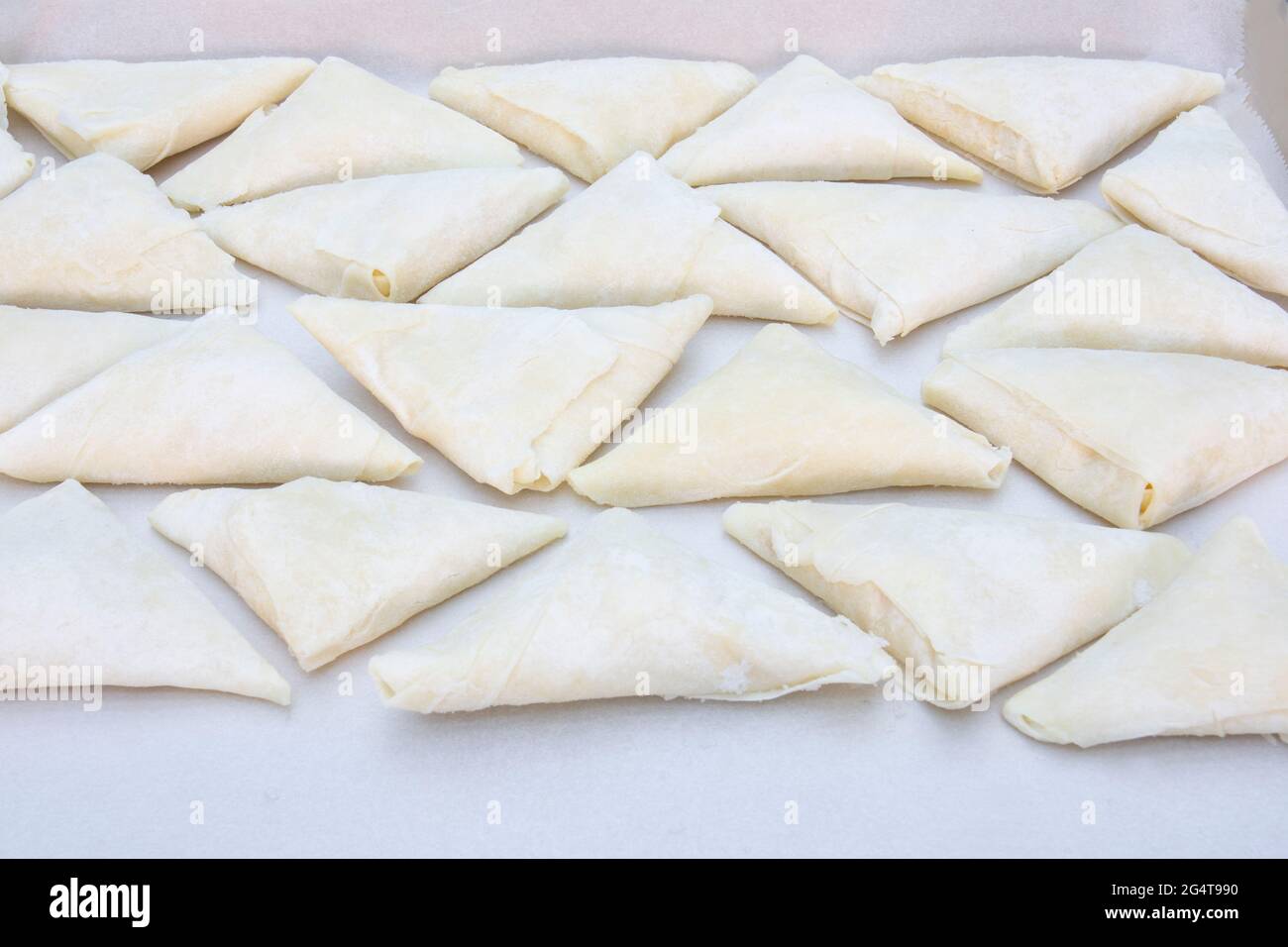 A ready-to-bake patty folded into a triangle Stock Photo - Alamy