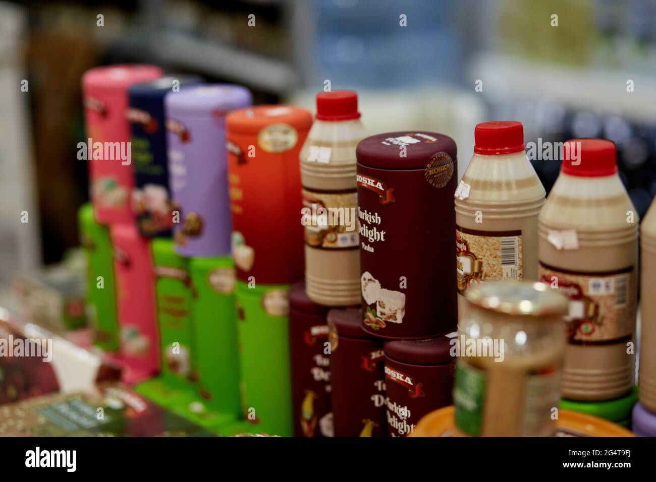 Kemer, Turkey - May, 25: Turkish delights on the counter in the ...