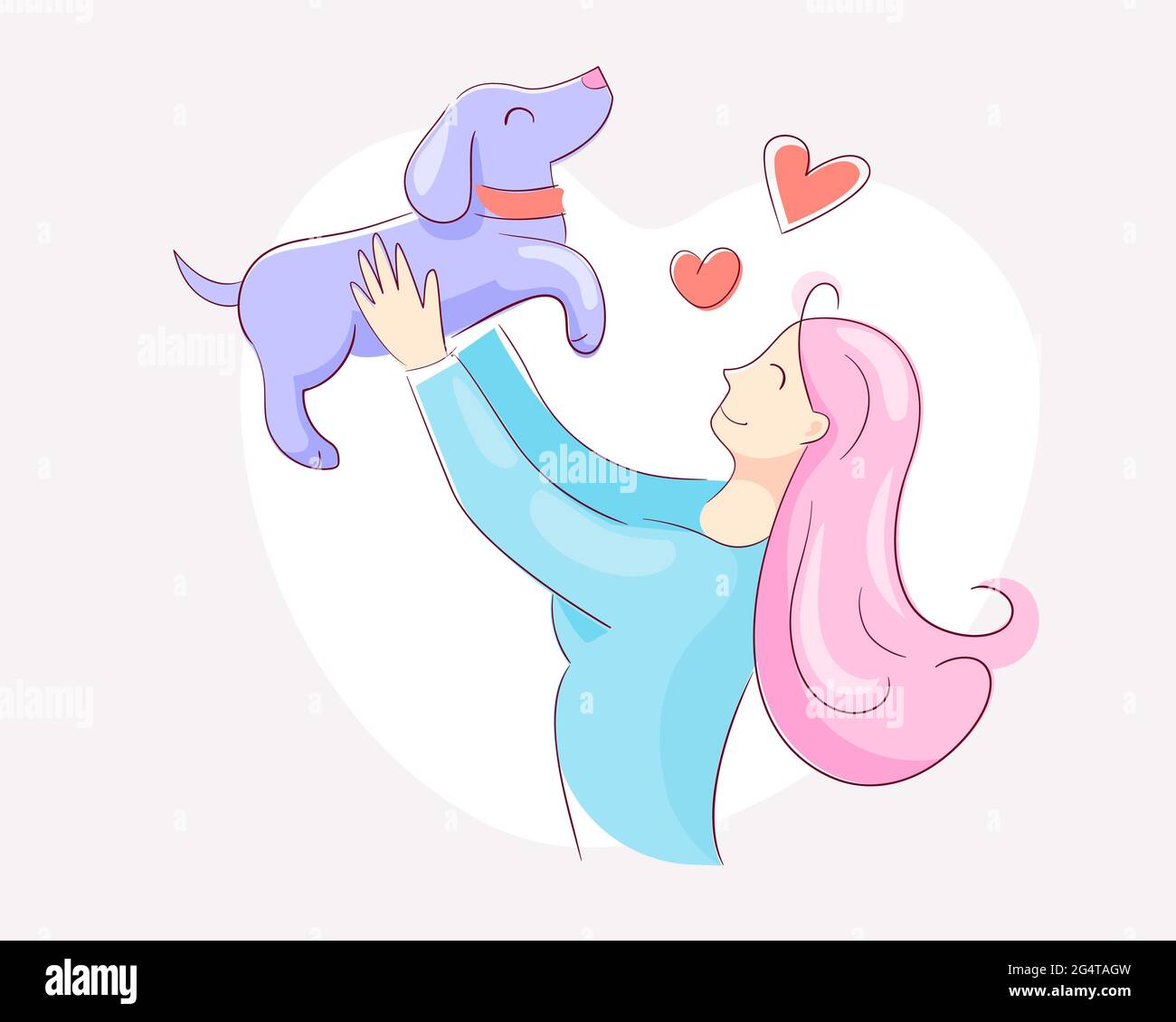 the girl raised the dog above her head Stock Vector Image & Art - Alamy