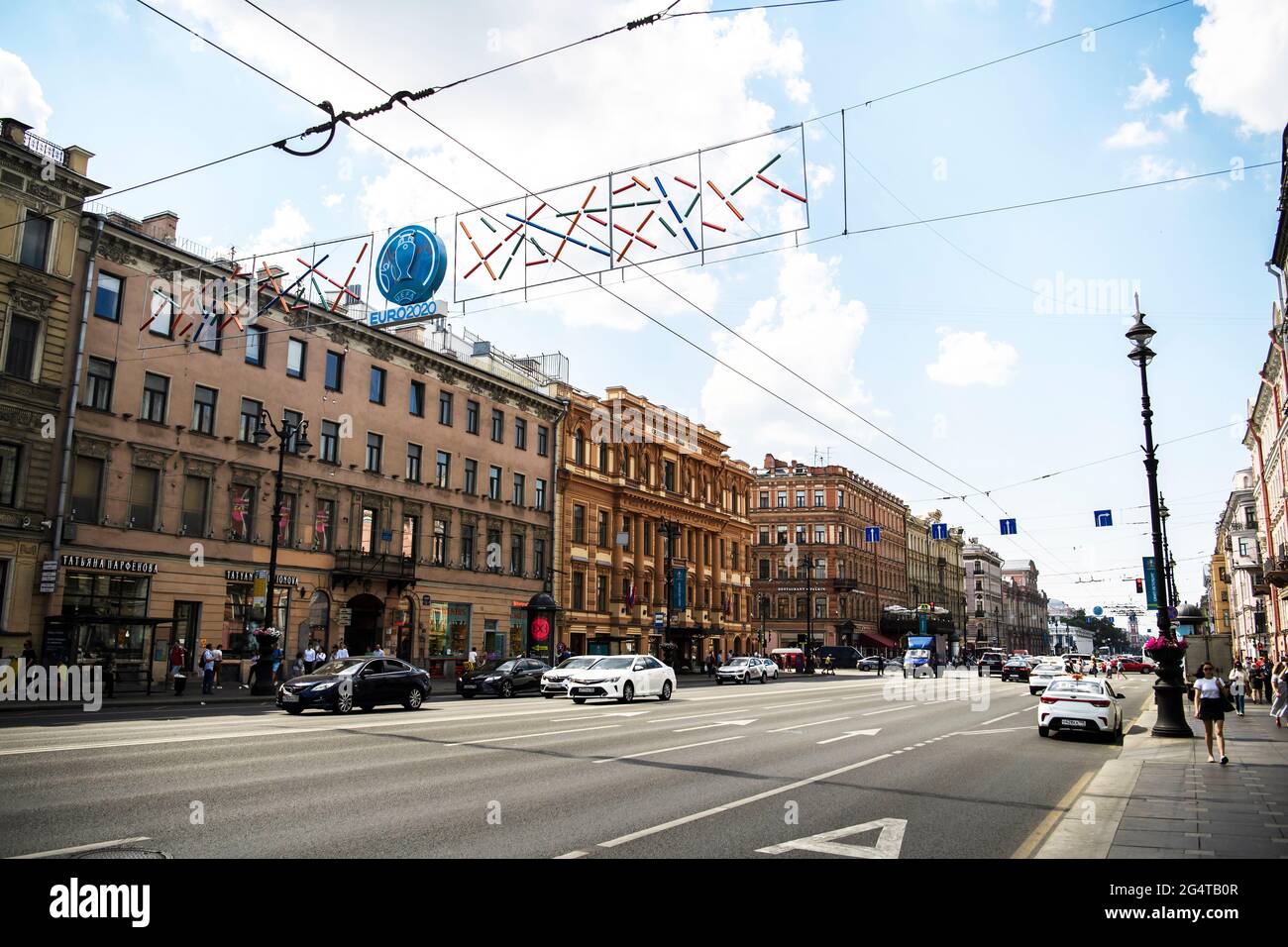 Nevsky Prospect is the main street in Saint Petersburg, Russia. Photo ...