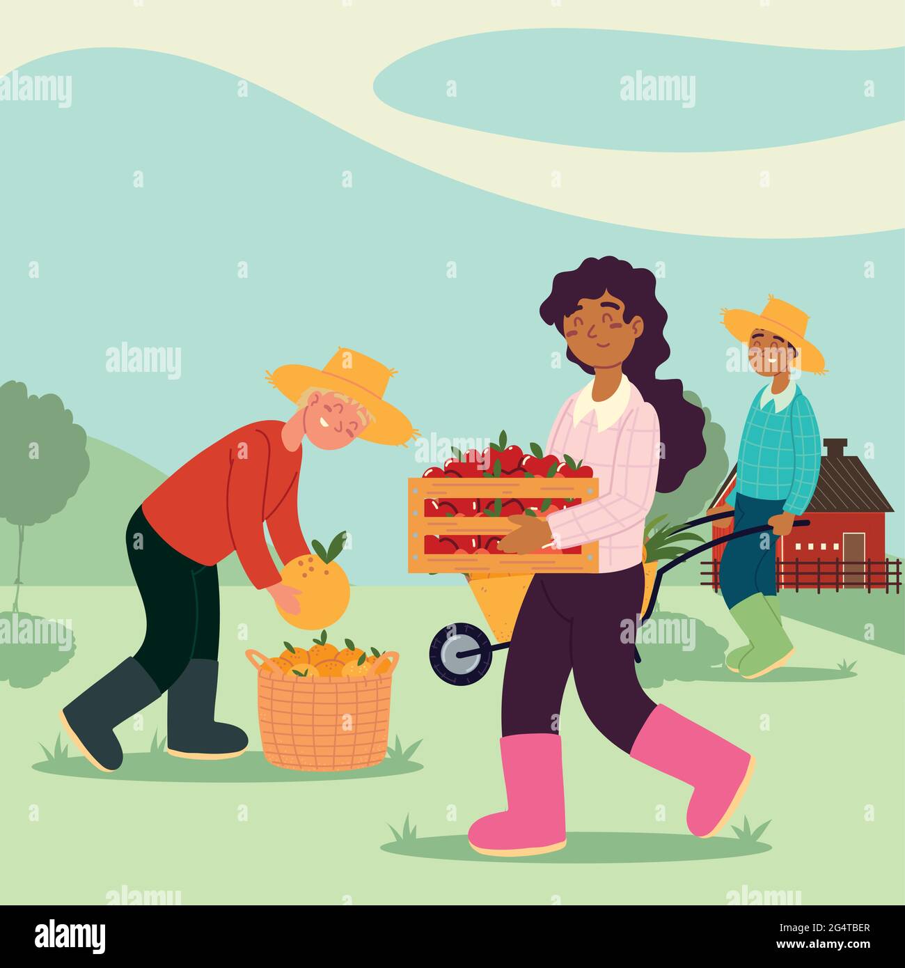 Farmers Picking Fruits Stock Vector Image And Art Alamy