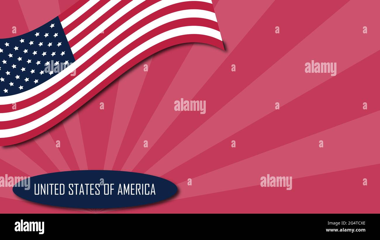 USA background with American flag in red ray background Stock Photo - Alamy