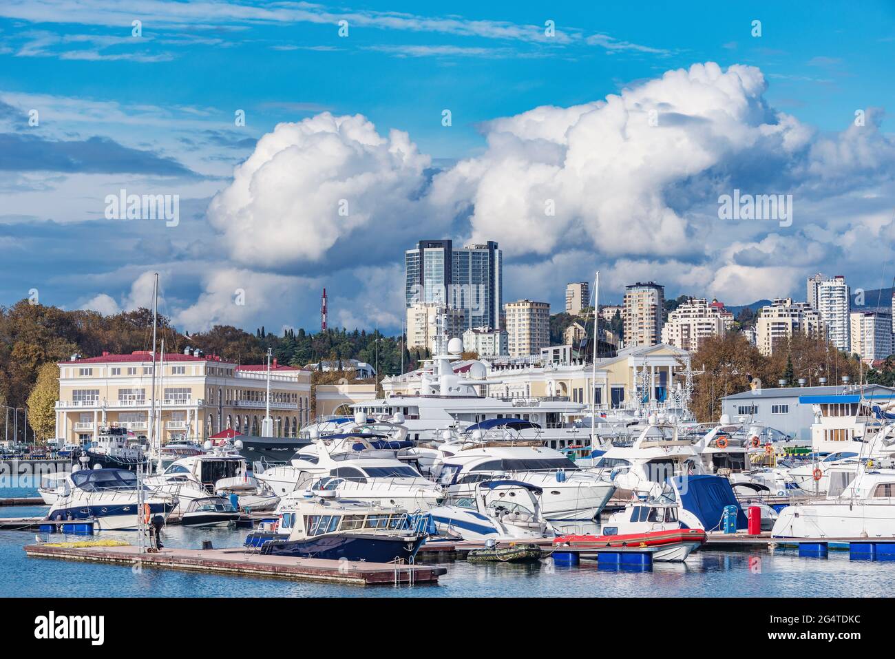 Yachts and boats anchored in the port of Sochi. Russia Stock Photo - Alamy