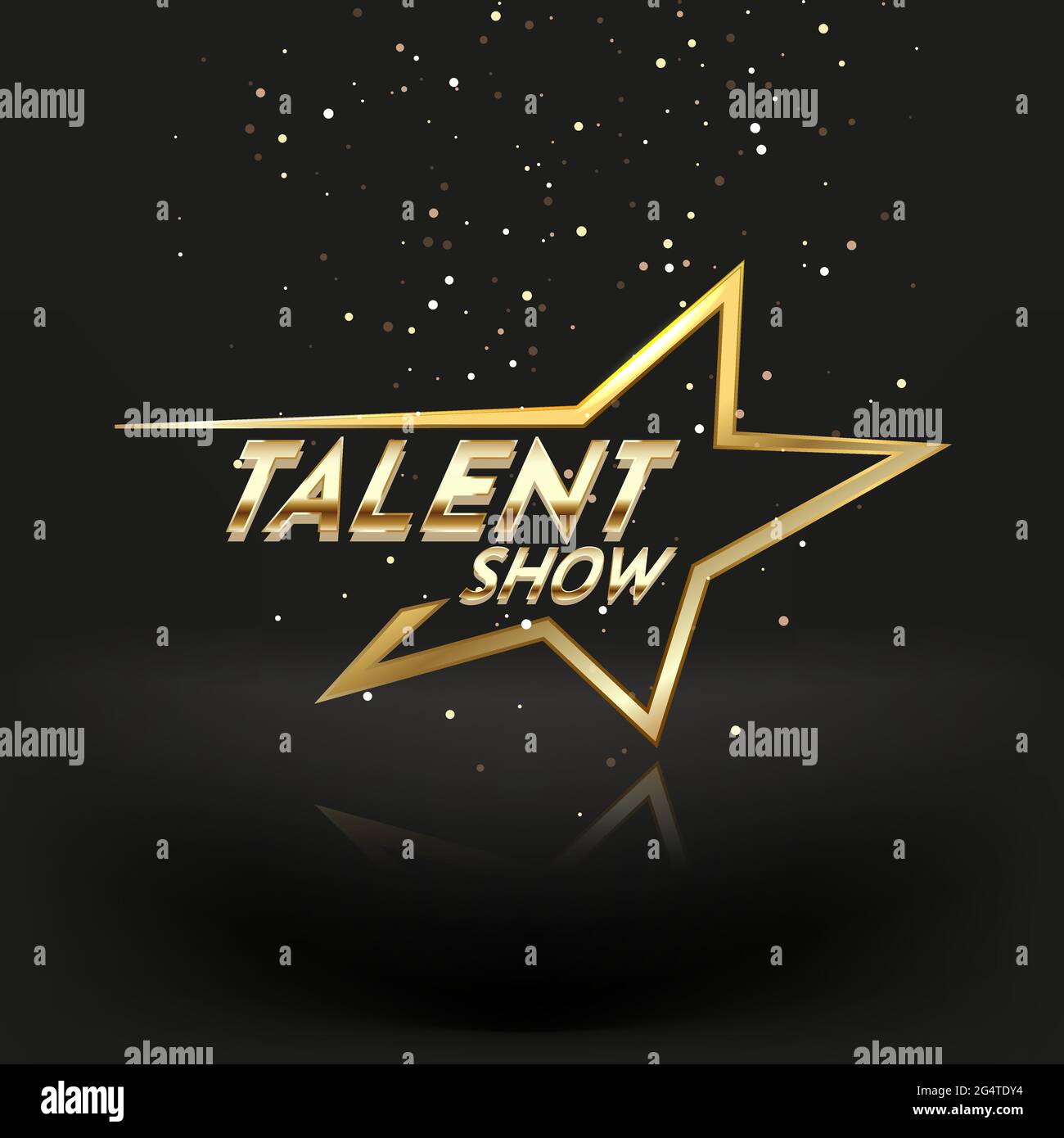 Golden talent show text in the star on a dark background. Event ...