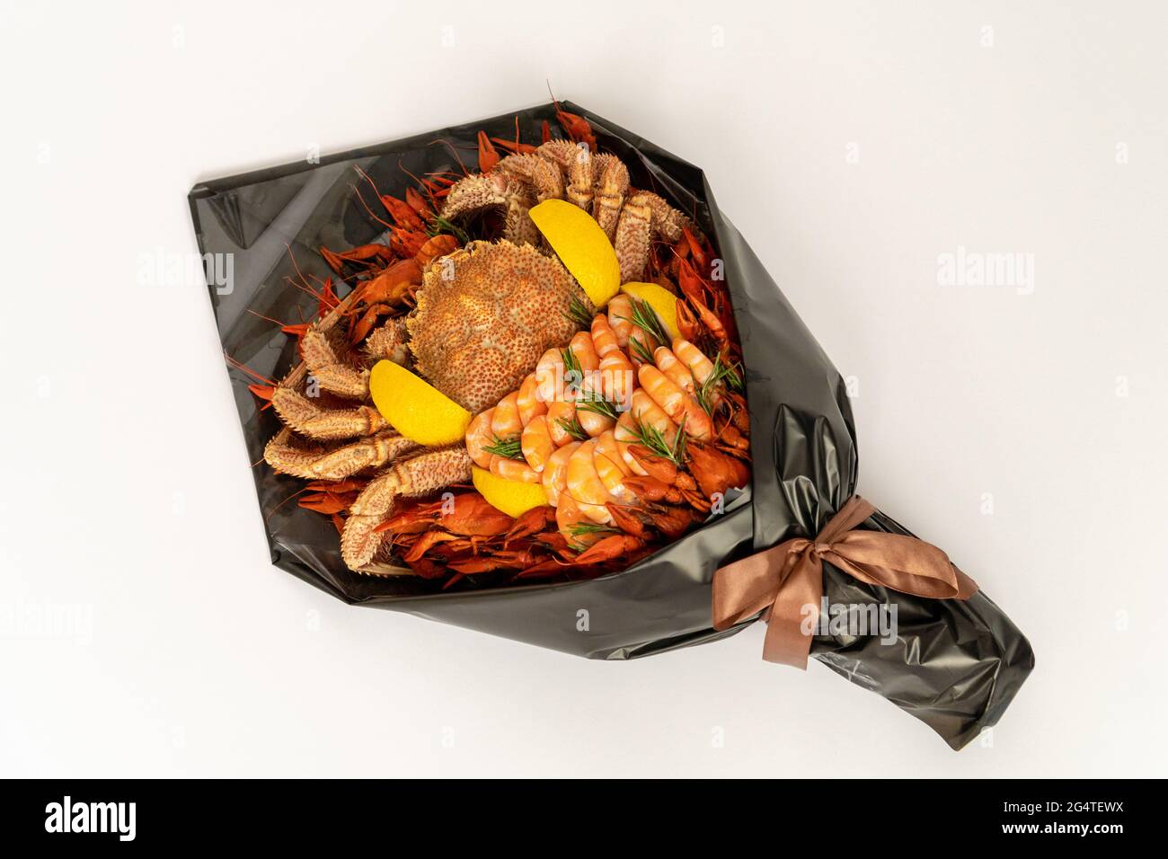 Creative edible Food bouquet on white background. Handmade bouquet for ...