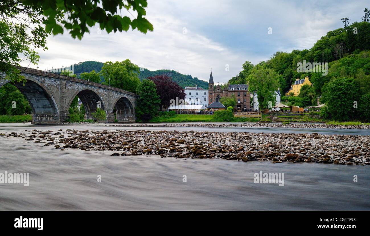 A view of Dunkeld Bridge and the River Tay, Dunkeld and Birnam, Perth ...