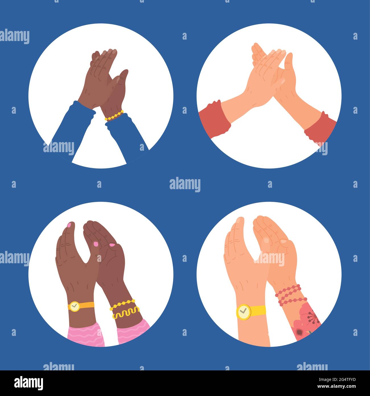 hands clapping symbol set in circles Stock Vector Image & Art - Alamy