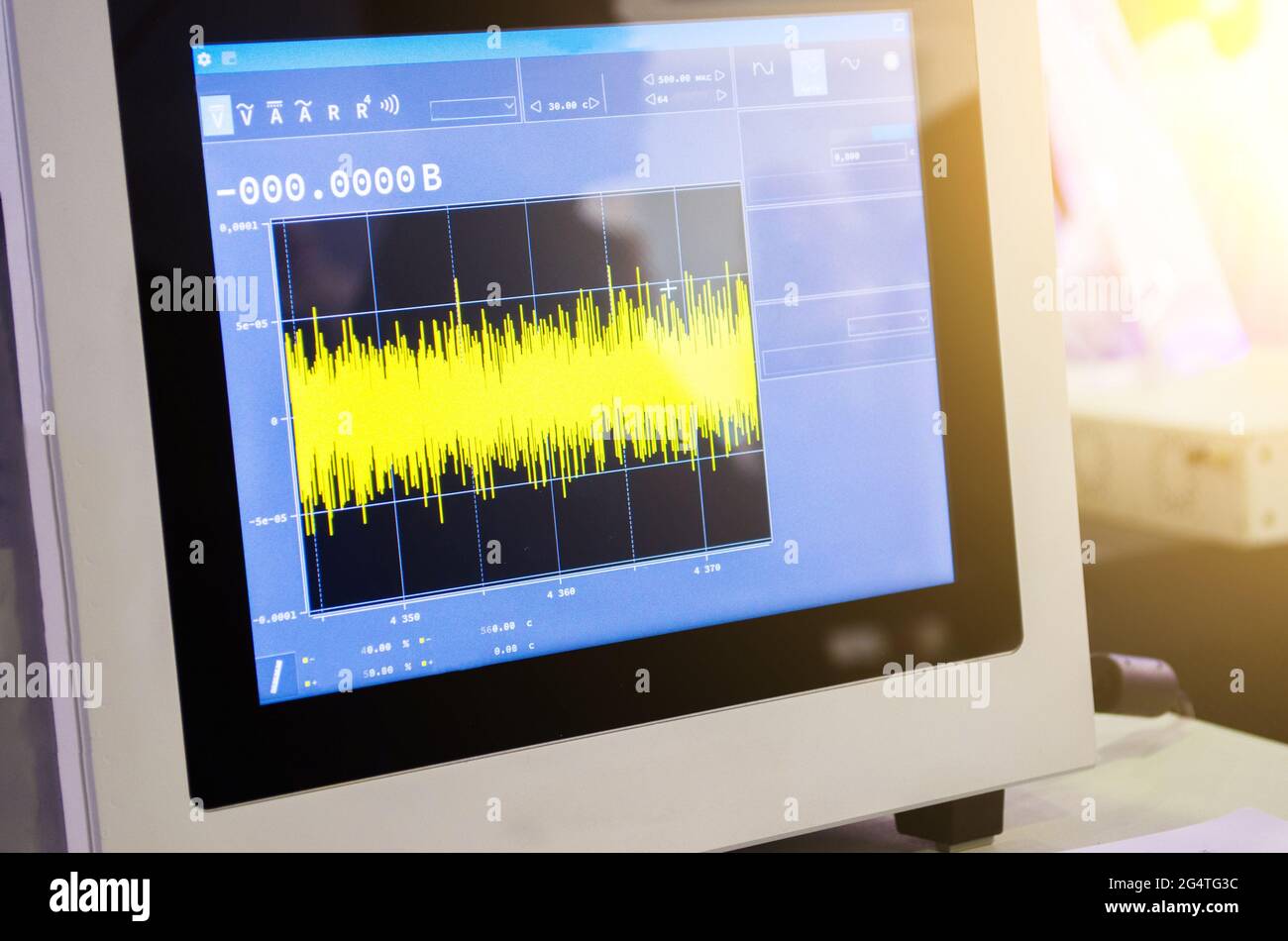 Scientific data of the discovery measurement graphs on the monitor of ...