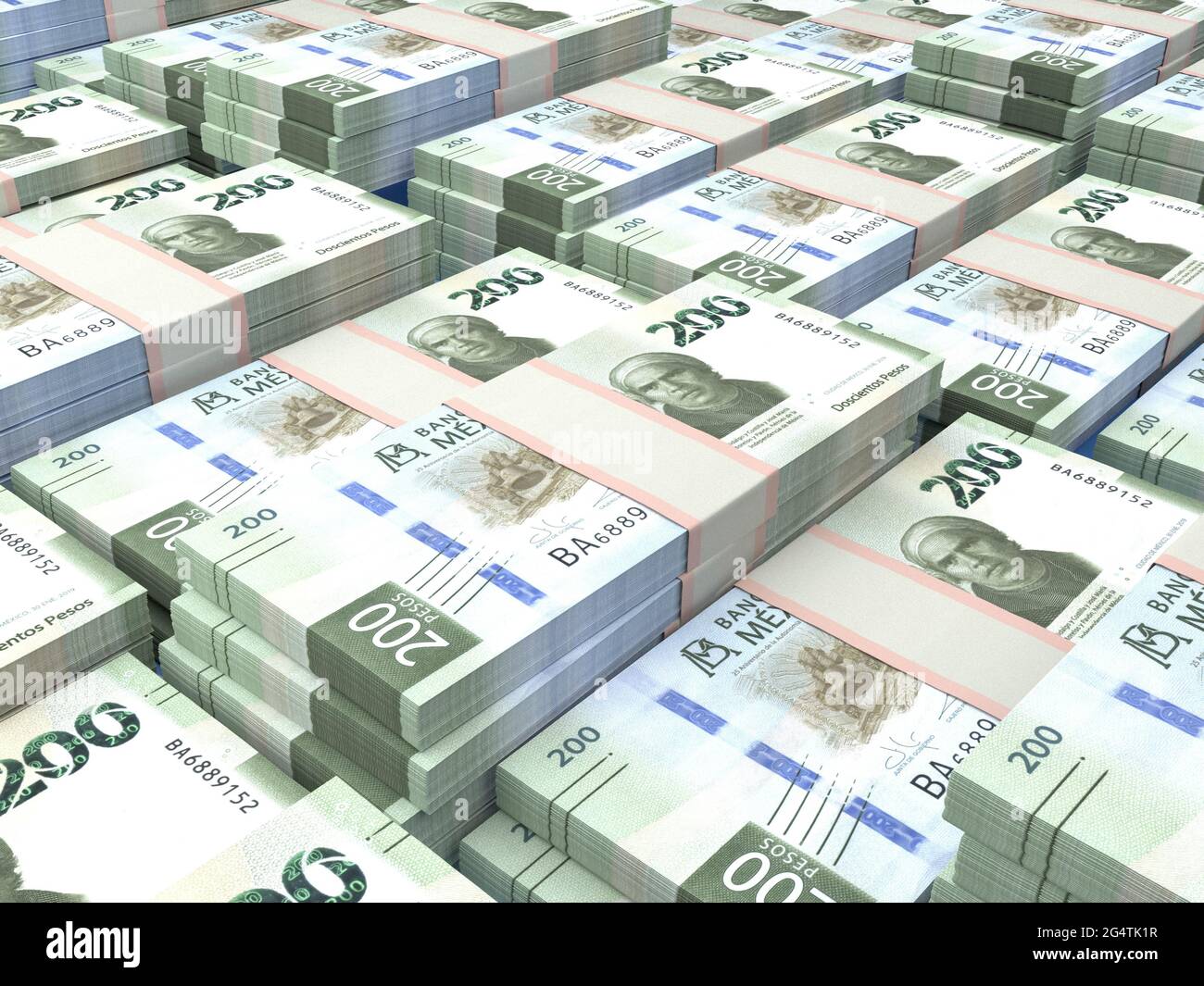 Money of Mexico. Mexican peso bills. MXN banknotes. 200 pesos. Business ...
