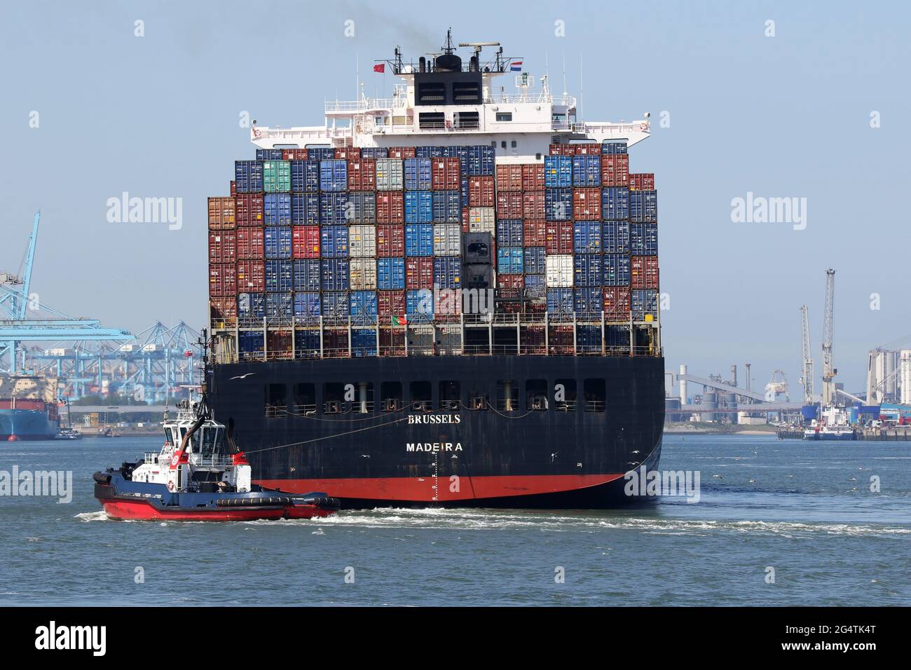 The container ship Brussels will reach the port of Rotterdam on May 29 ...