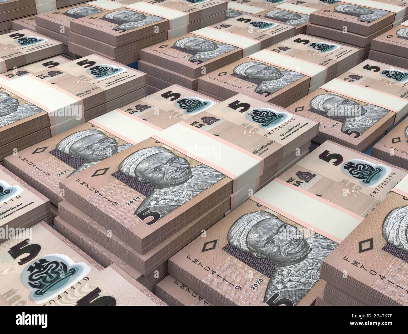 Money of Nigeria. Nigerian naira bills. NGN banknotes. 5 polymer ...