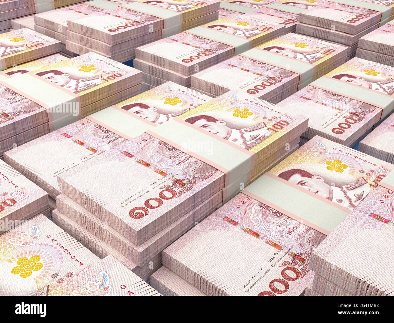 Money of Thailand. Thai baht bills. THB banknotes. 100 bahts. Business ...