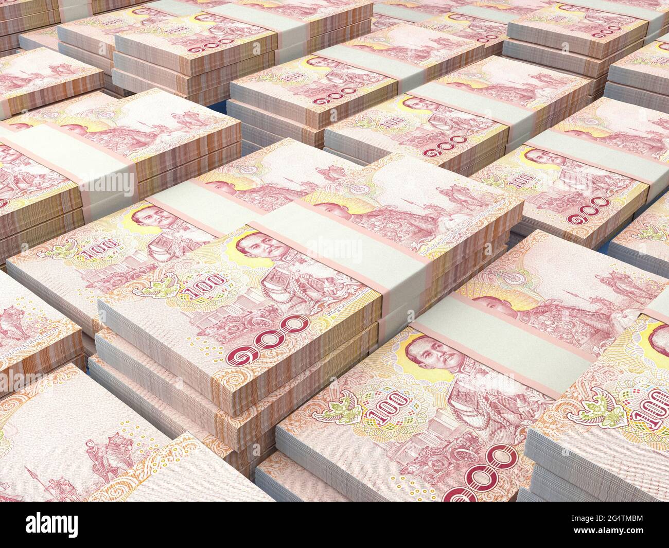 Money of Thailand. Thai baht bills. THB banknotes. 100 bahts. Business ...