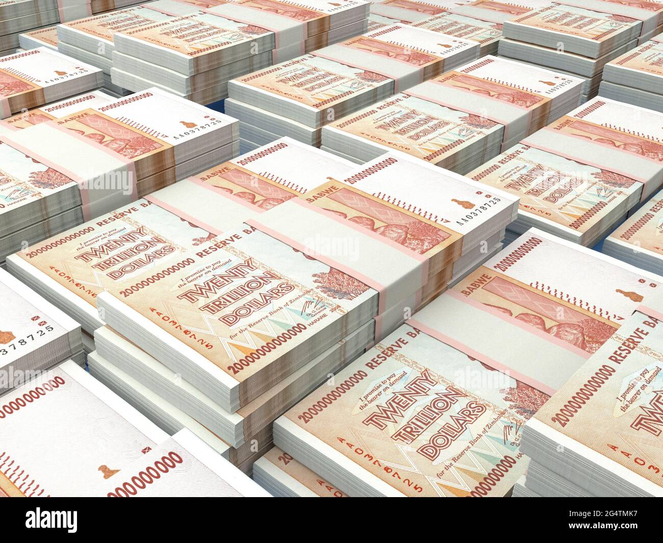 Money of Zimbabwe. Zimbabwean dollar bills. ZWL banknotes. 20 trillions ...