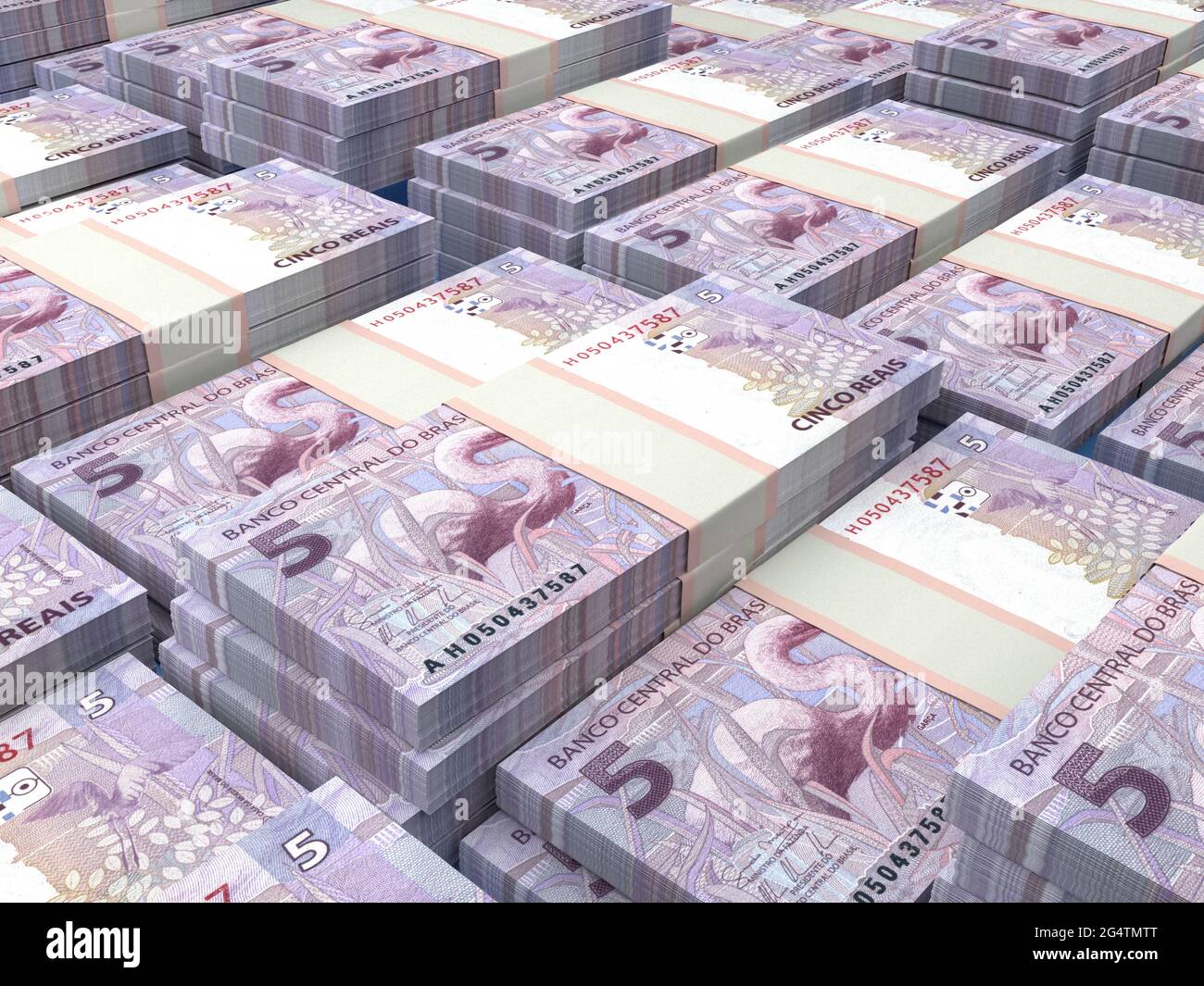 Money of Brazil. Brazilian real bills. BRL banknotes. 5 reals. Business ...