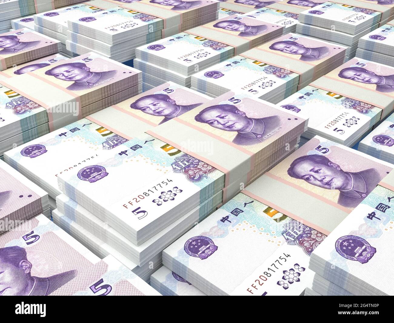 Money of China. Chinese renminbi bills. CNY banknotes. 5 yuan. Business ...