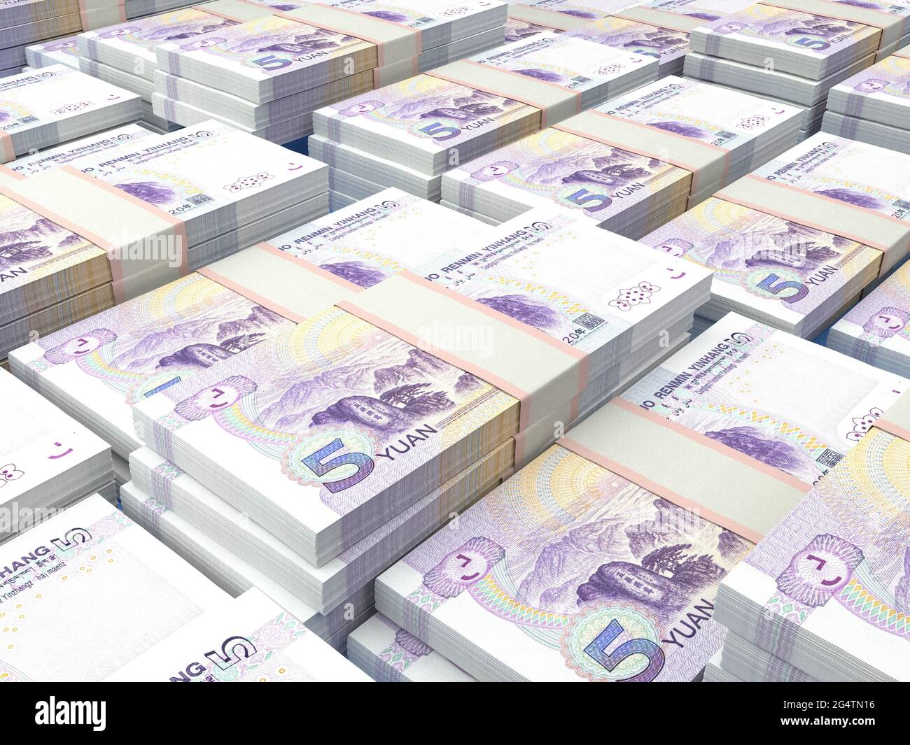 Money of China. Chinese renminbi bills. CNY banknotes. 5 yuan. Business ...