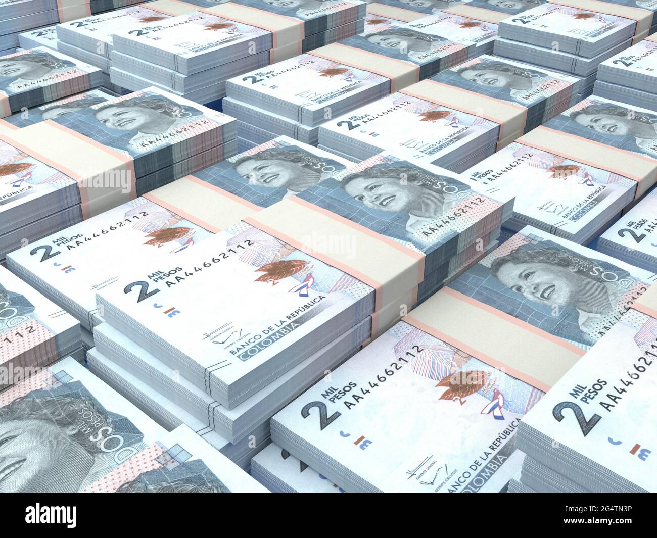 Money of Colombia. Colombian peso bills. COP banknotes. 2 pesos ...