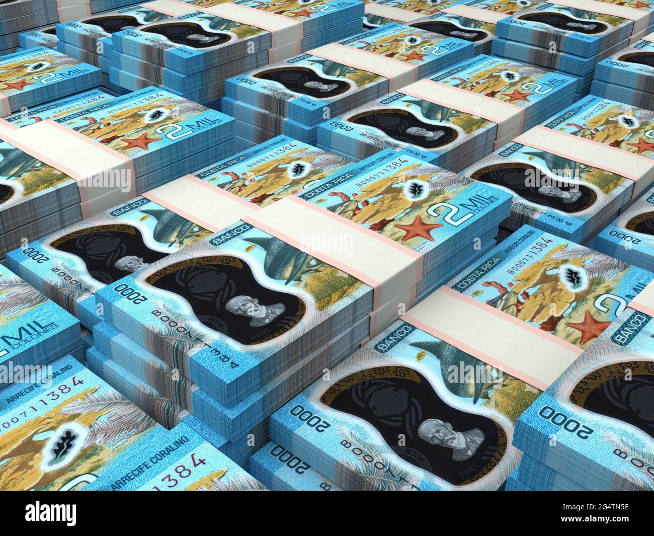 Money of Costa Rica. Costa Rican colon bills. CRC banknotes. 2000 ...