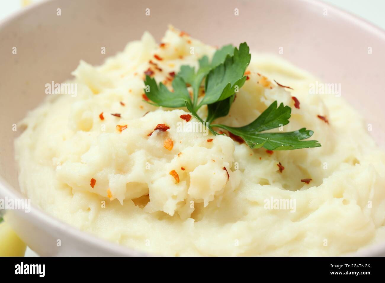 Tasty fresh mashed potatoes puree, close up Stock Photo - Alamy