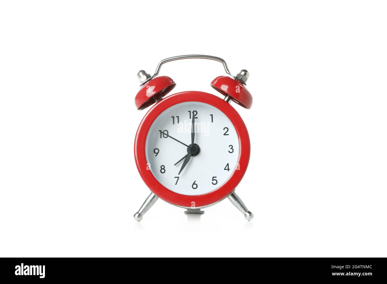 Red alarm clock isolated on white background Stock Photo - Alamy
