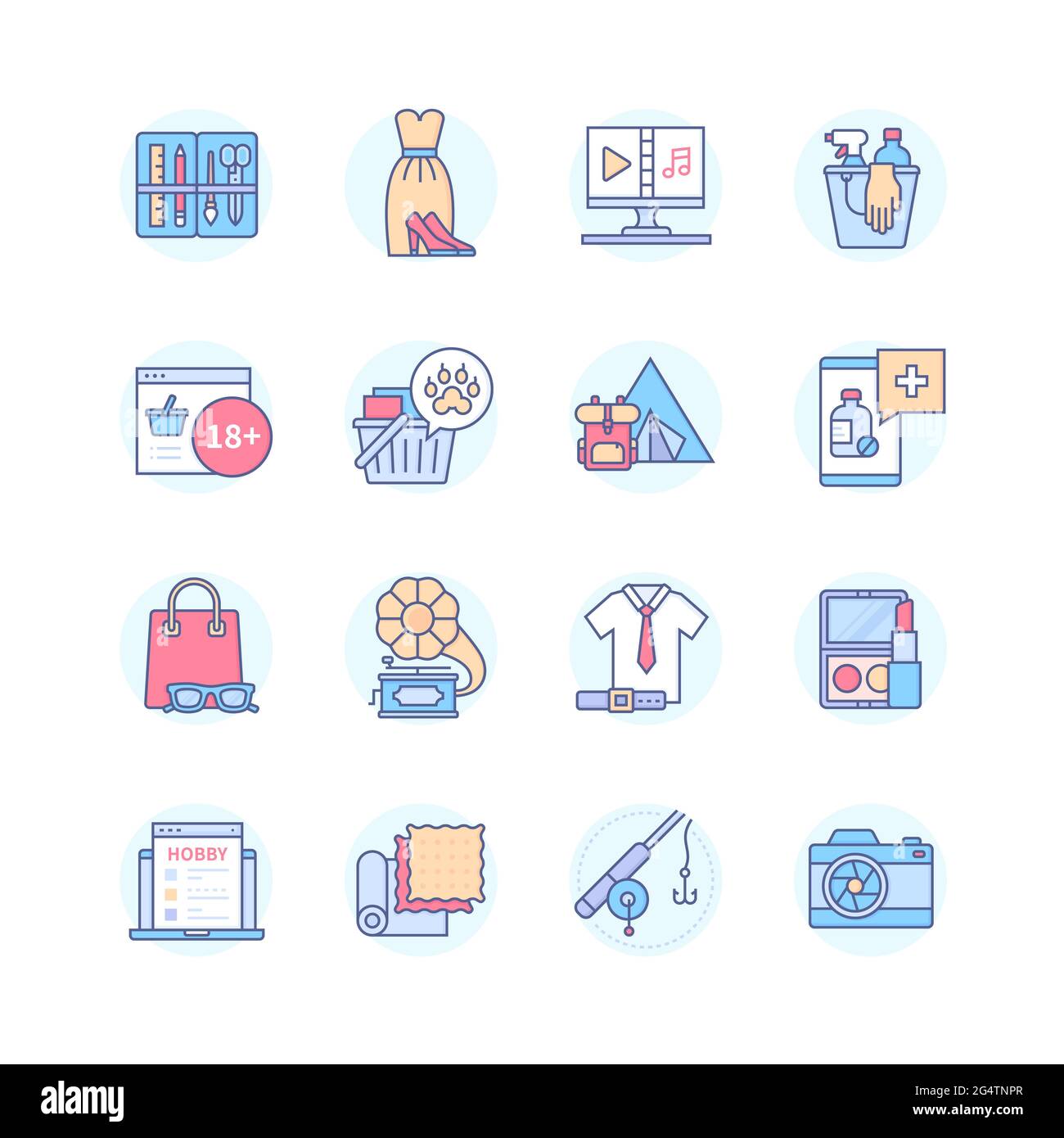 Online shopping categories - line design style icons set. Types of ...