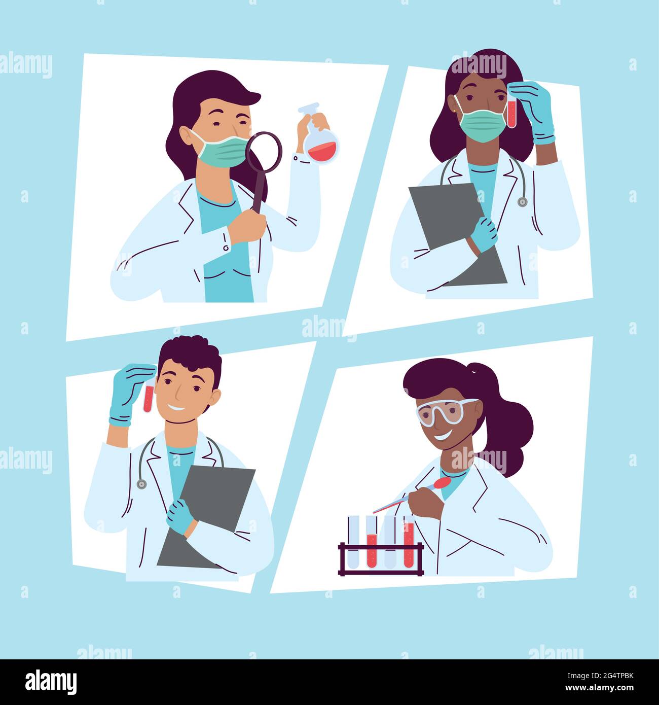 four laboratory workers staff characters Stock Vector Image & Art - Alamy