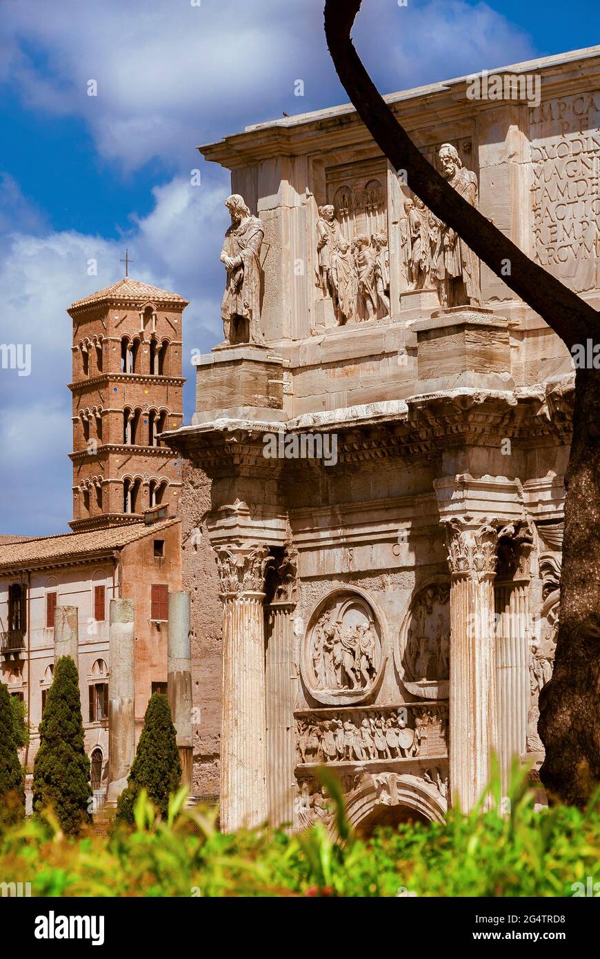 Arch of Constantine, Temple of Venus ancient ruins and old medieval ...