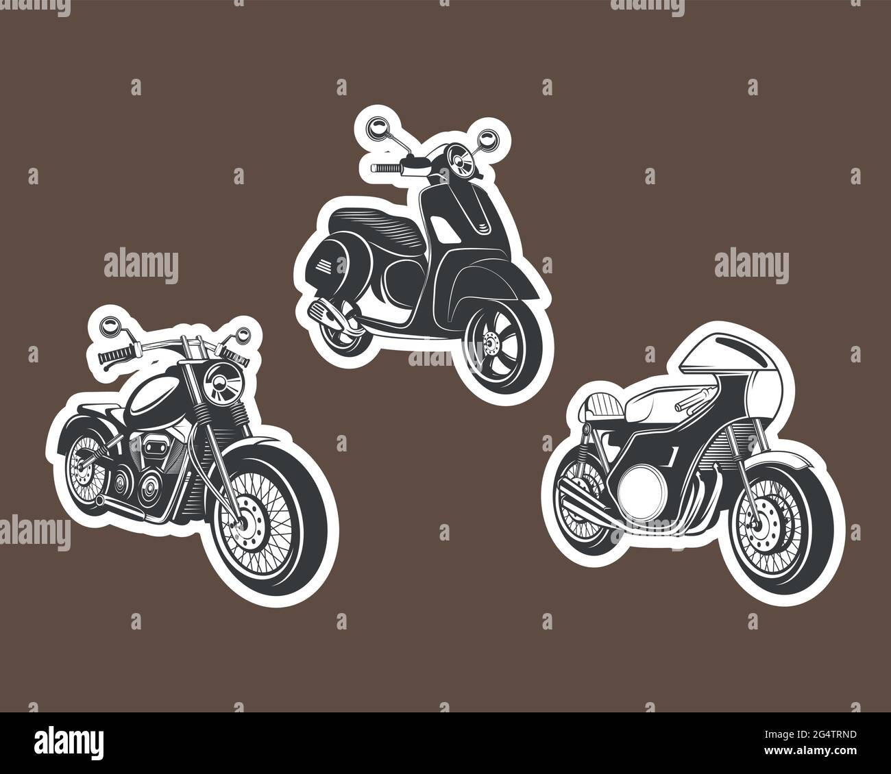 motorcycle labels icon set on brown background Stock Vector Image & Art ...