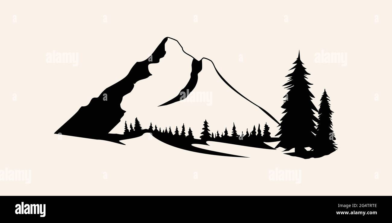 Mountain Tree Silhouette