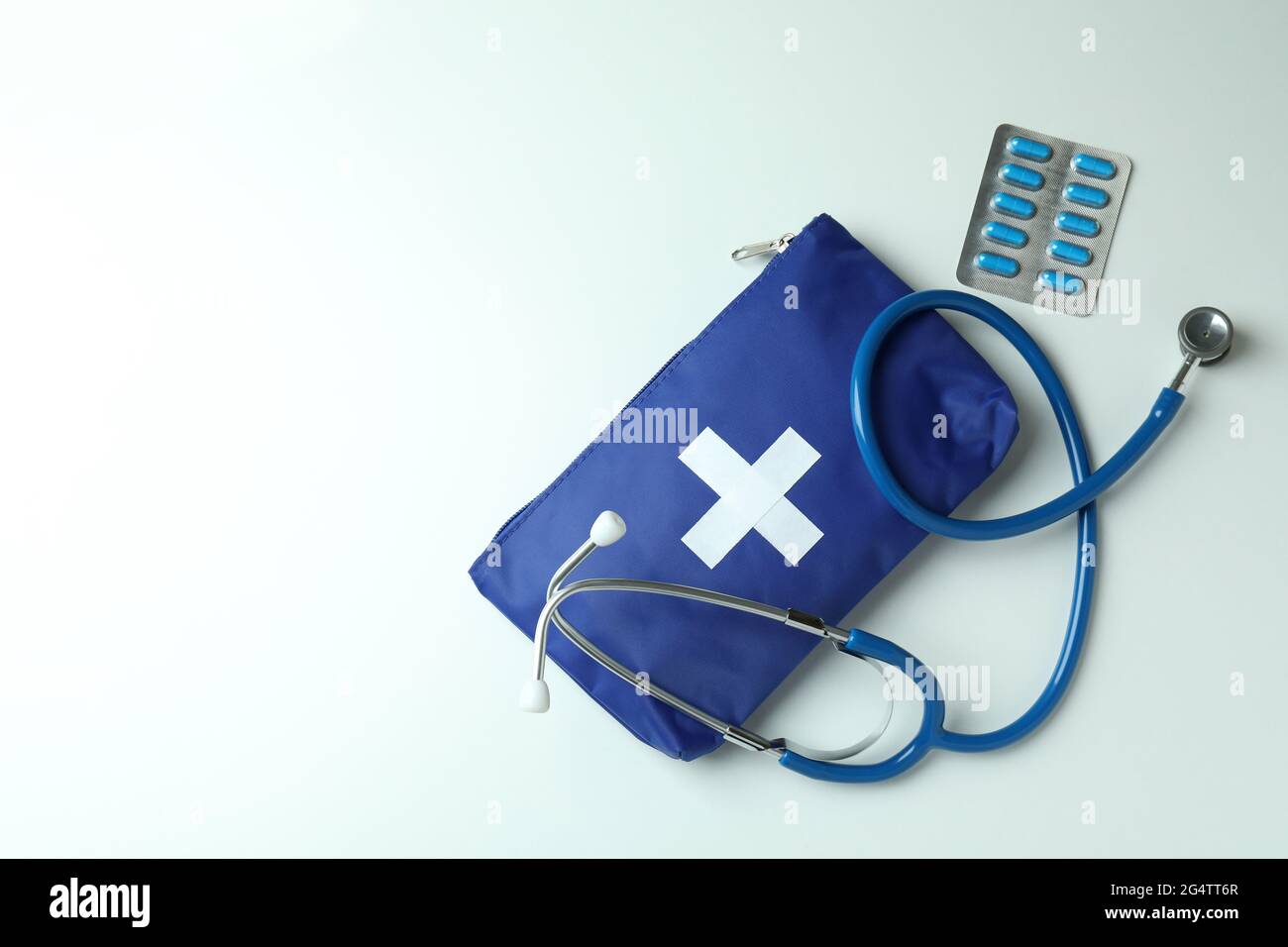 First aid medical kit on white background Stock Photo - Alamy