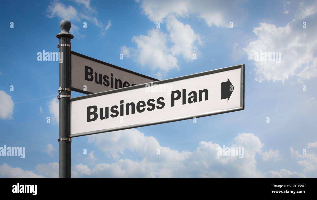 Street Sign the Direction Way to Business Plan Stock Photo - Alamy
