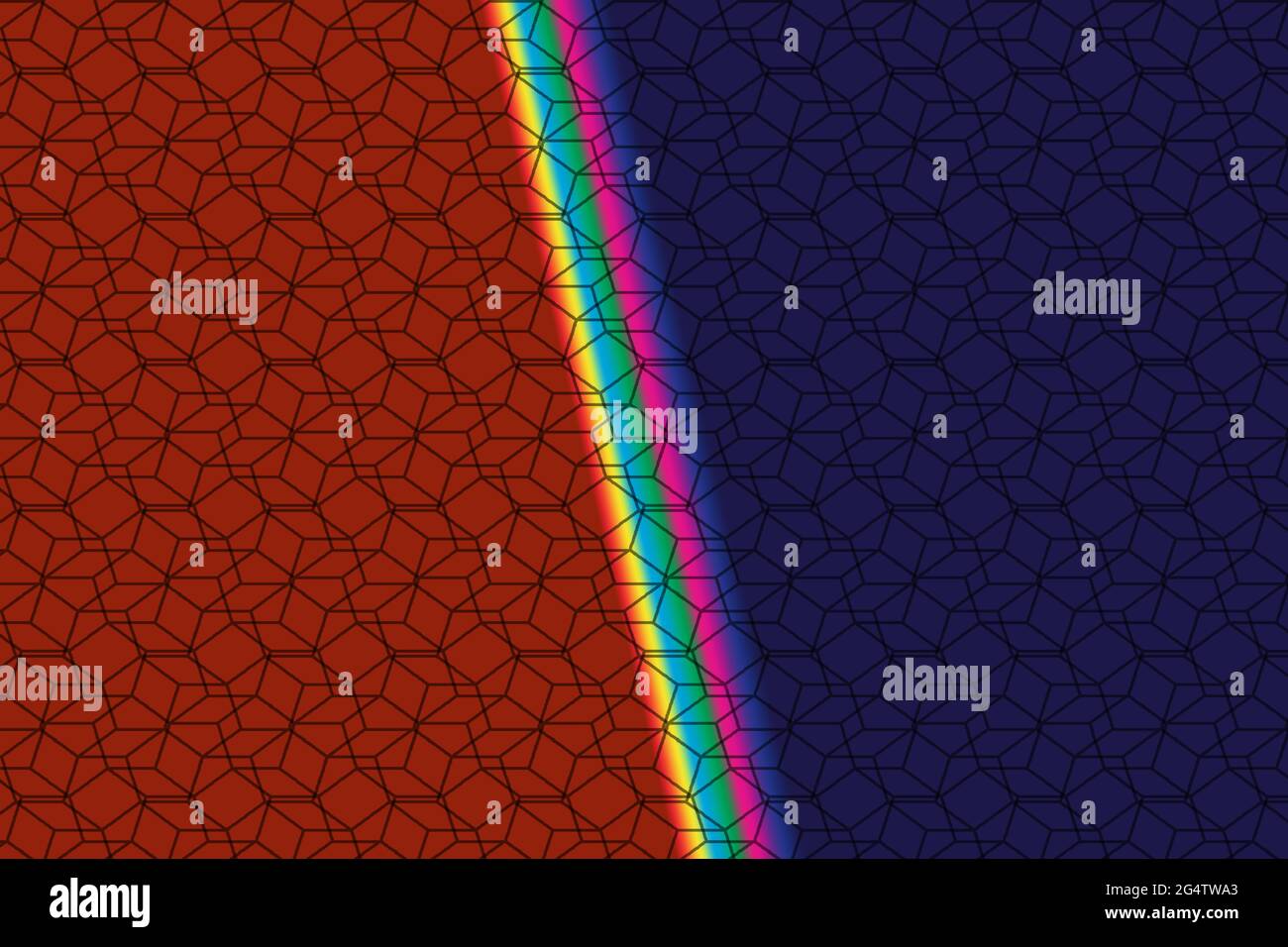 Colorful lines in between two colored sides with geometric patterns ...