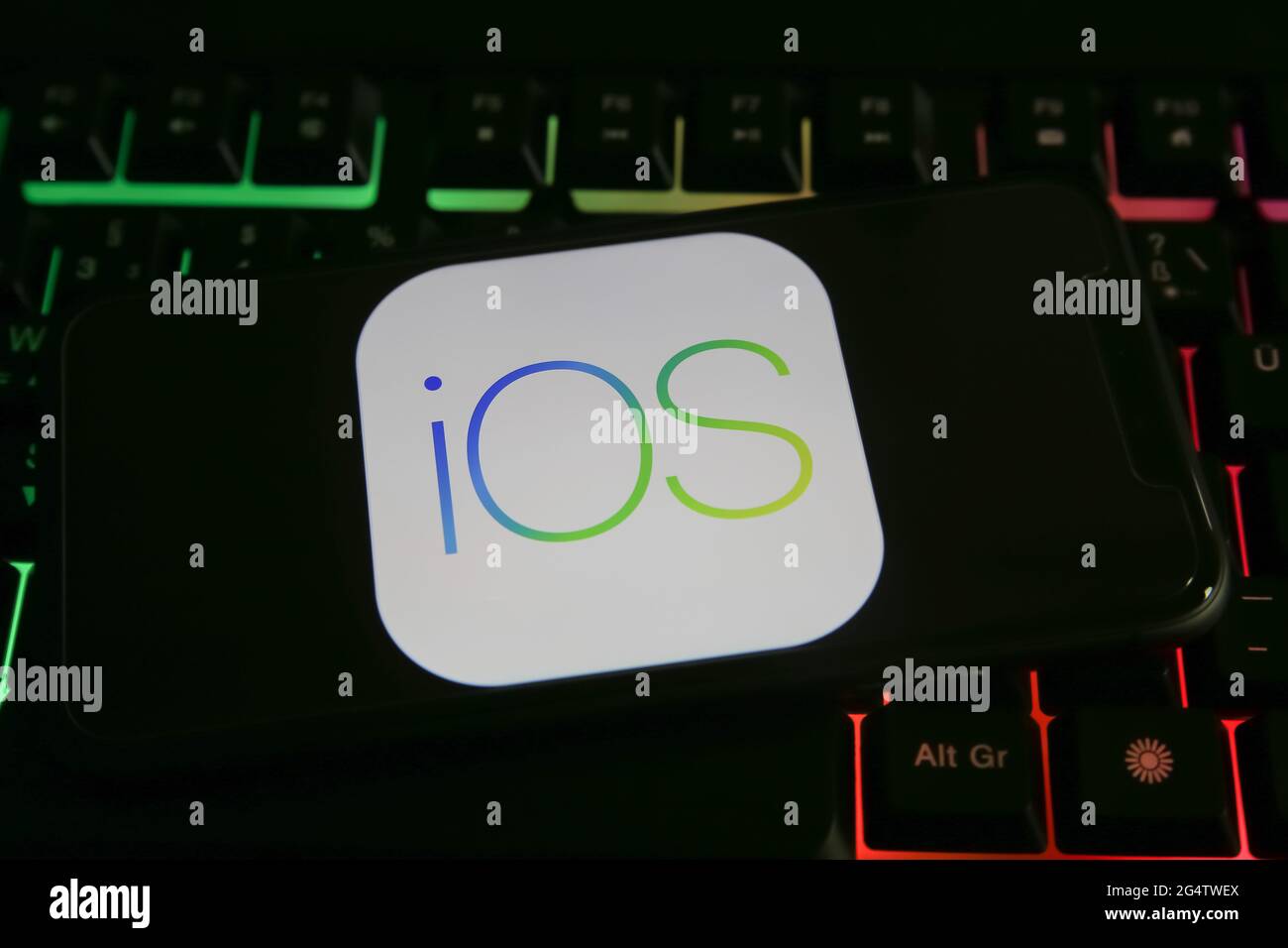 Viersen, Germany - June 9. 2021: Closeup of mobile phone screen with ...