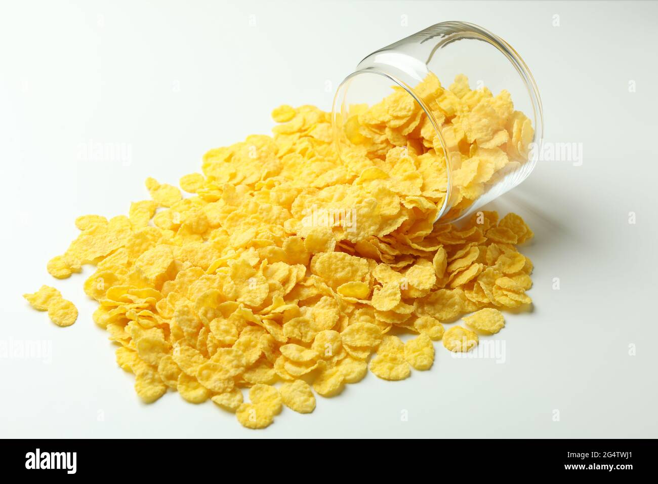 Jar with corn flakes on white background Stock Photo - Alamy