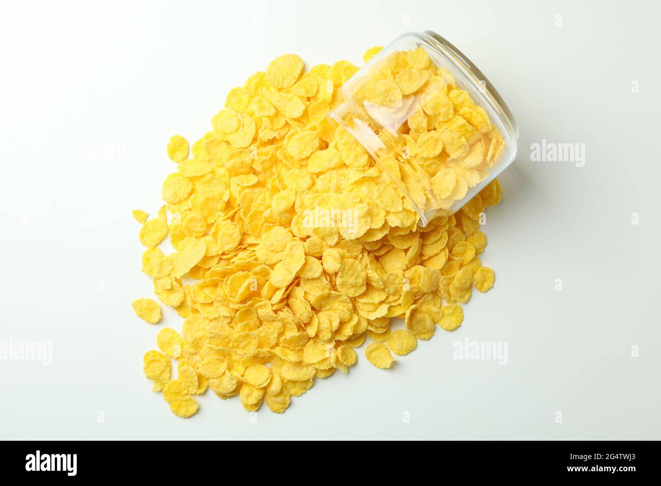 Jar of corn flakes on white background Stock Photo - Alamy