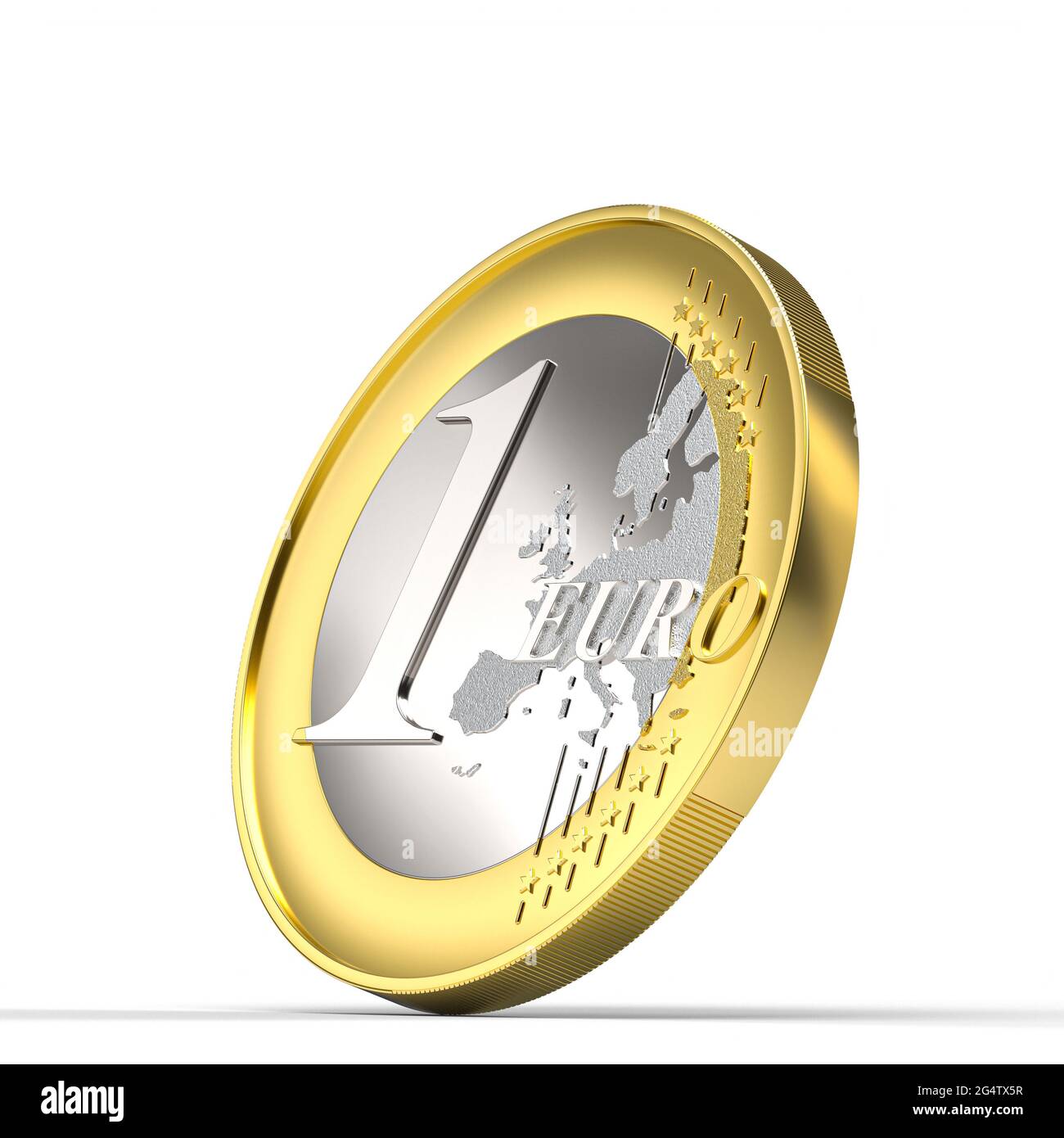euro coin 3d render on white background Stock Photo - Alamy