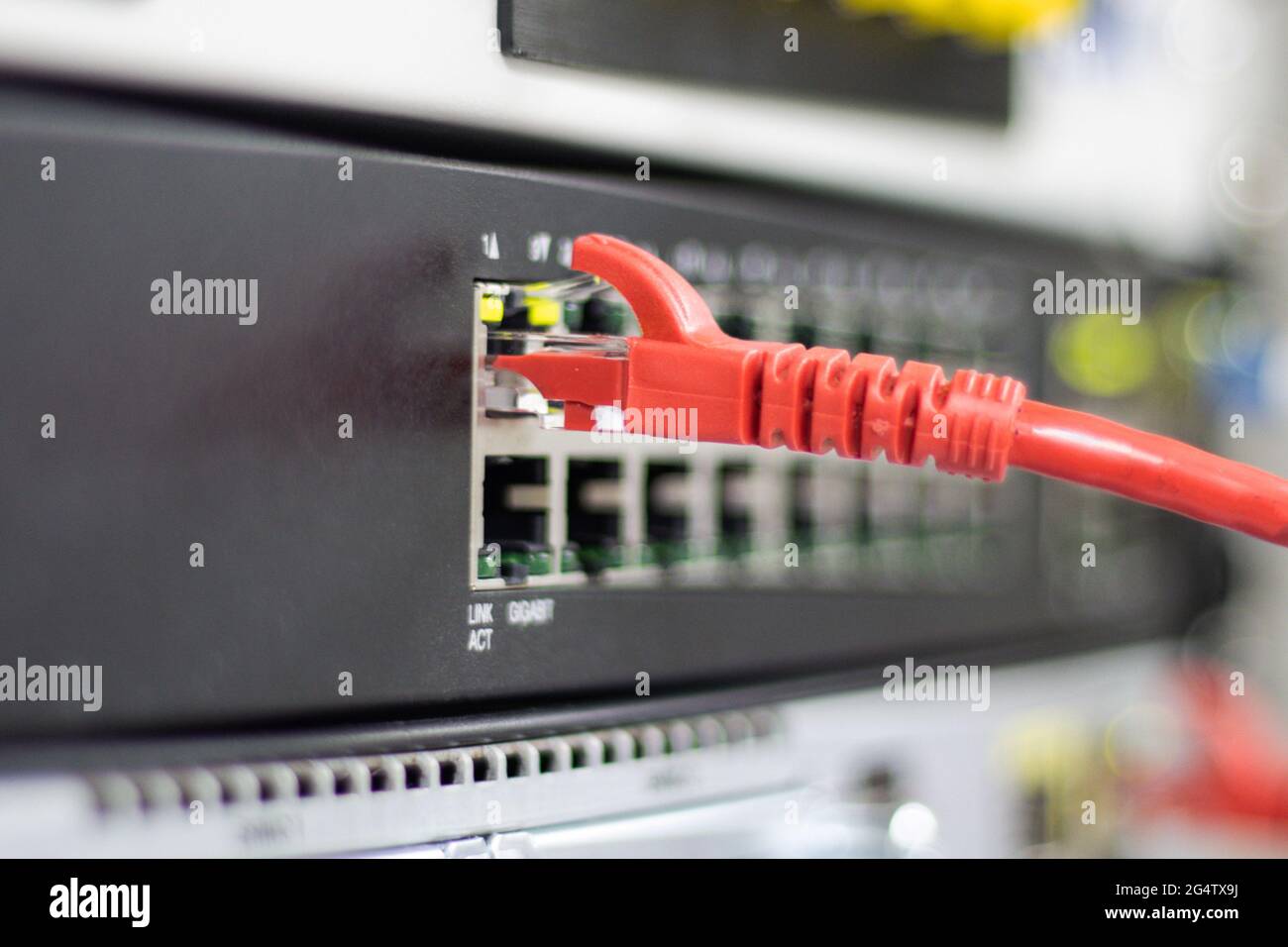 The network cables to connect Lan port, concept Communication ...