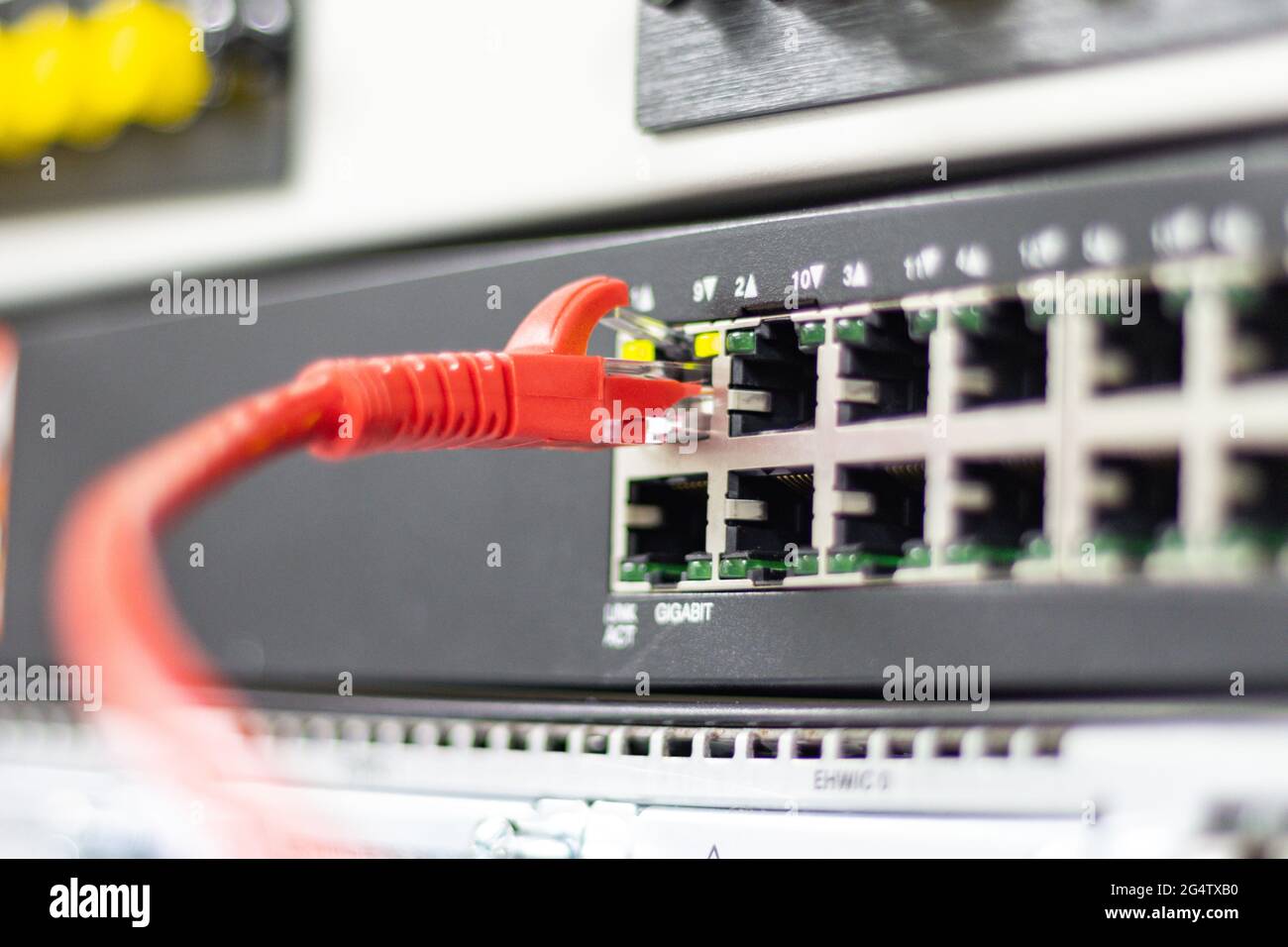 The network cables to connect Lan port, concept Communication ...