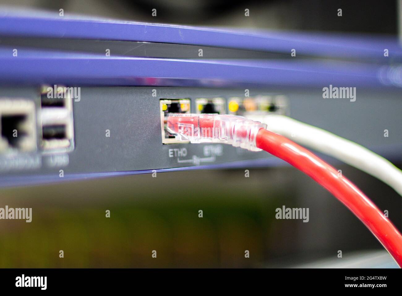 The network cables to connect Lan port, concept Communication ...