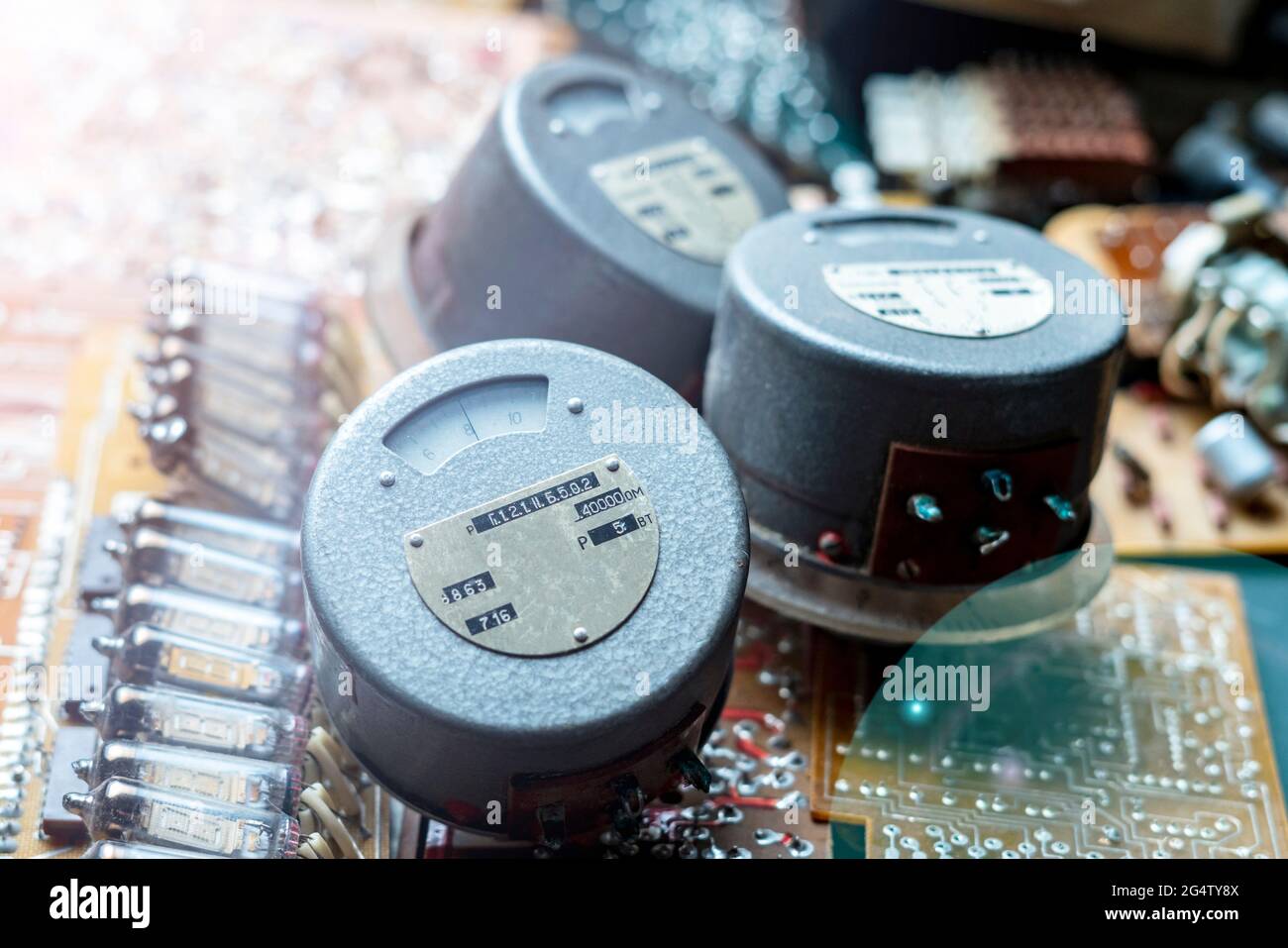 close up of old-fashioned electric scale board indicator analog Stock ...