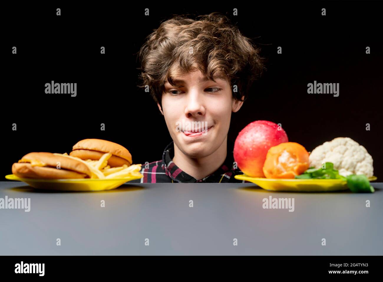 Choice between green and meat hi-res stock photography and images - Alamy