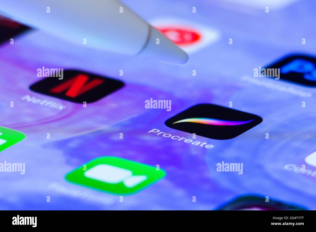 Procreate application opening by Apple Pencil on the iPad screen ...