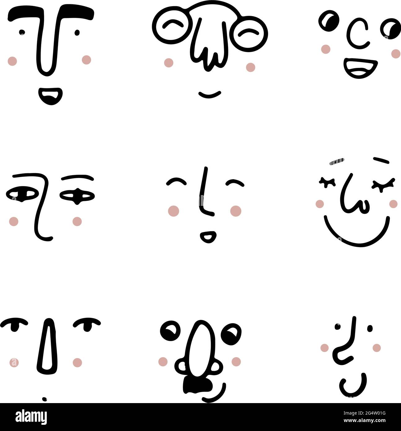 Set of human faces expressing positive emotions. Human faces with wide ...