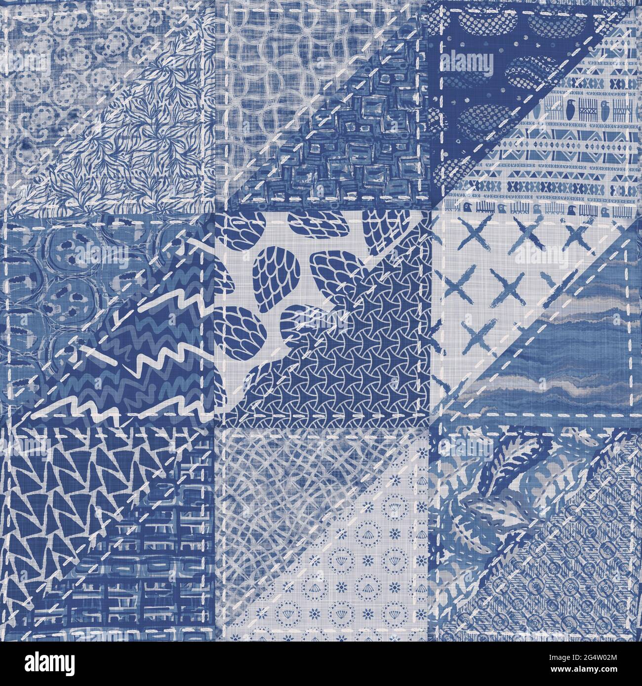 Denim western blue patchwork triangle woven texture. Indigo vintage ...