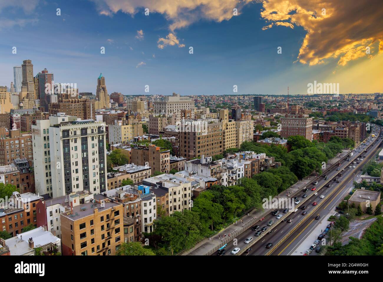 Aerial view of Brooklyn is the most populous of downtown Brooklyn New ...