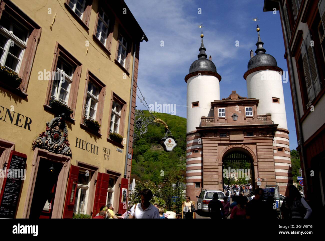 HEIDELBERG/GERMANY Tourism and pleasure cafe and river life in ...