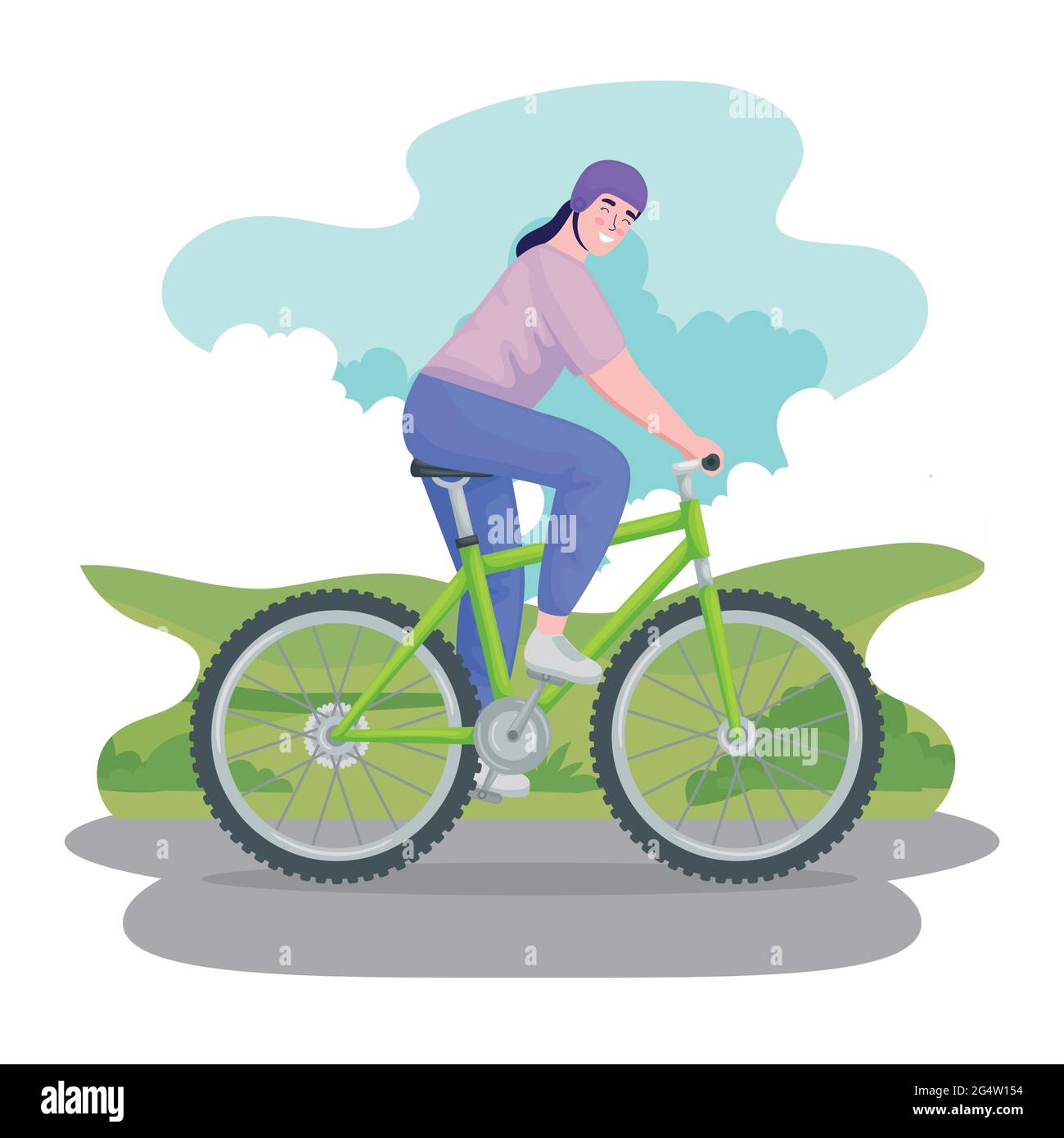 female riding mountain bike Stock Vector Image & Art - Alamy