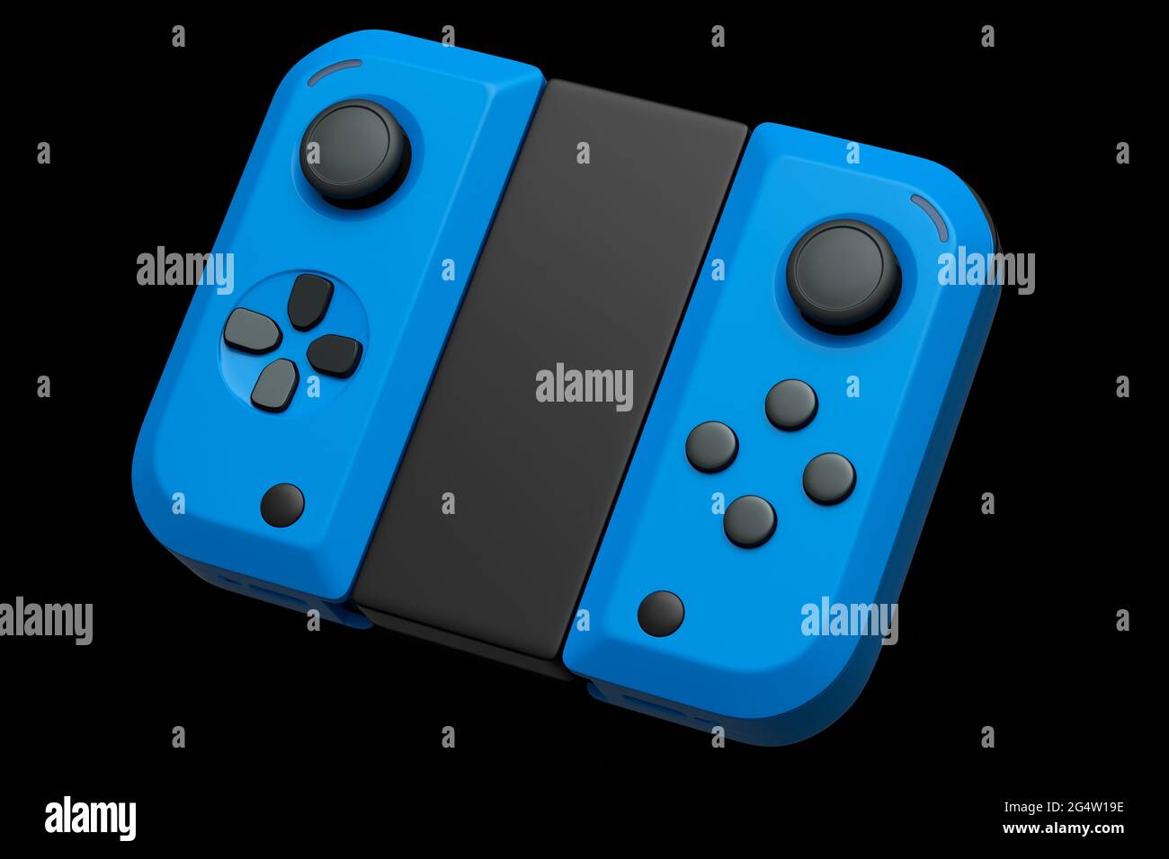 Portable video game controllers attached to touch screen on black ...