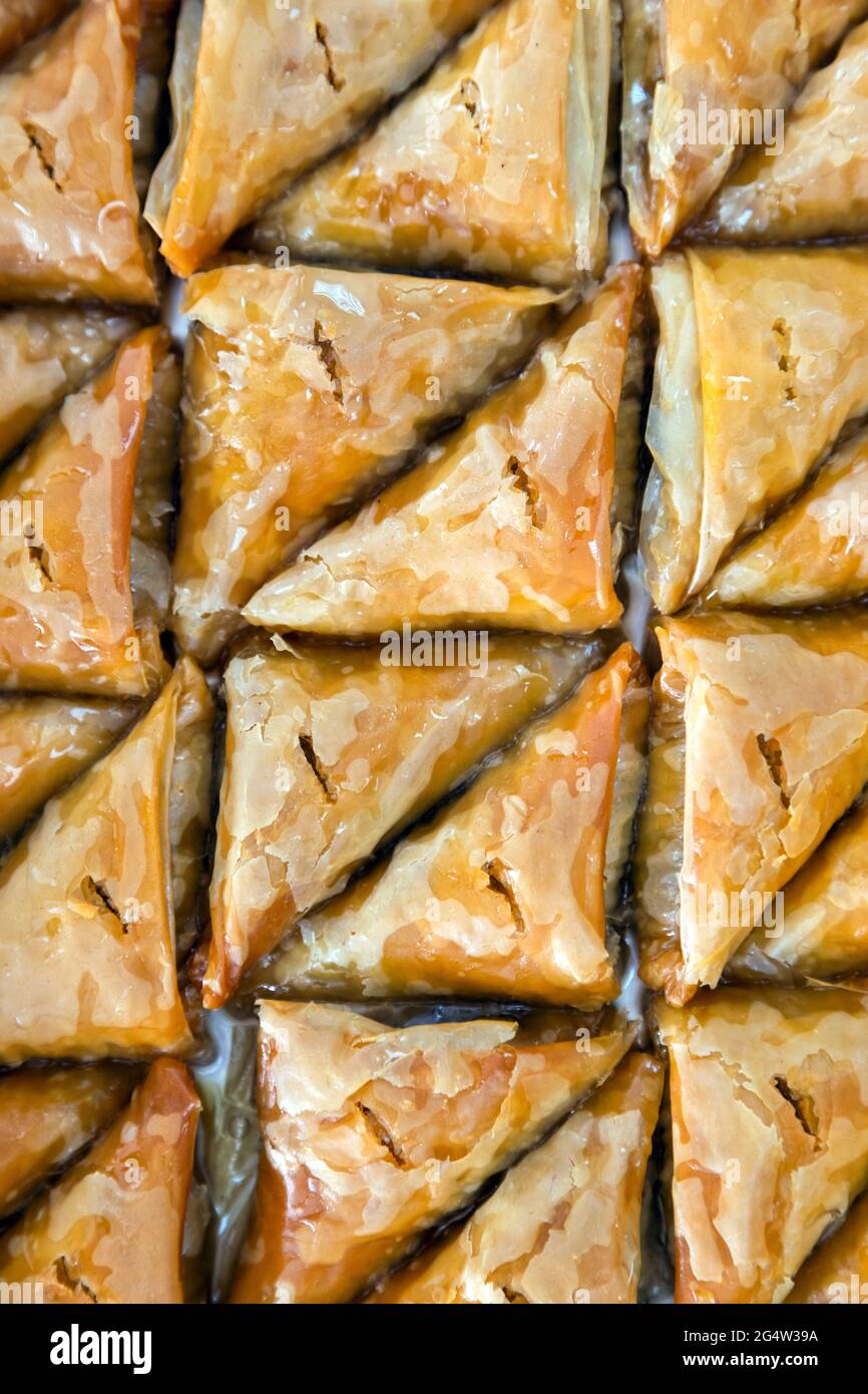 Baklava, traditional oriental sweet, very popular in Greece, Turkey ...
